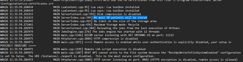 "MaximumPatientCount" property not working - General - Orthanc Users