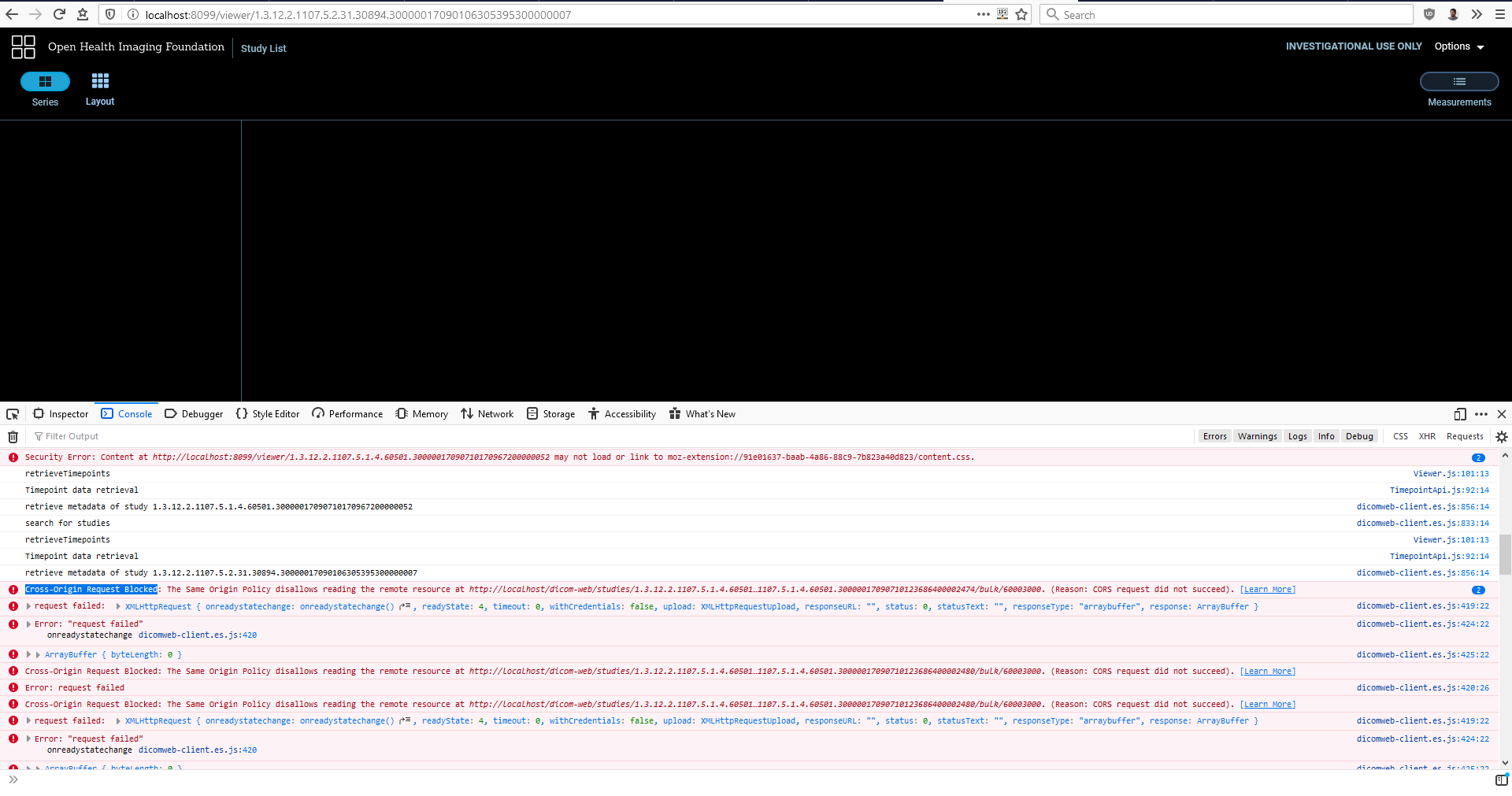 Getting "Cross-Origin Request Blocked" in OHIF with Orthanc - Google Groups archive - Orthanc Users