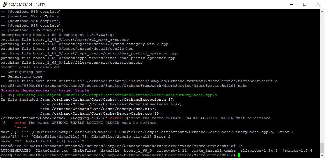 "Error: macro ORTHANC_ENABLE_LOGGING_PLUGIN must be defined" in Orthanc sample MicroService ...