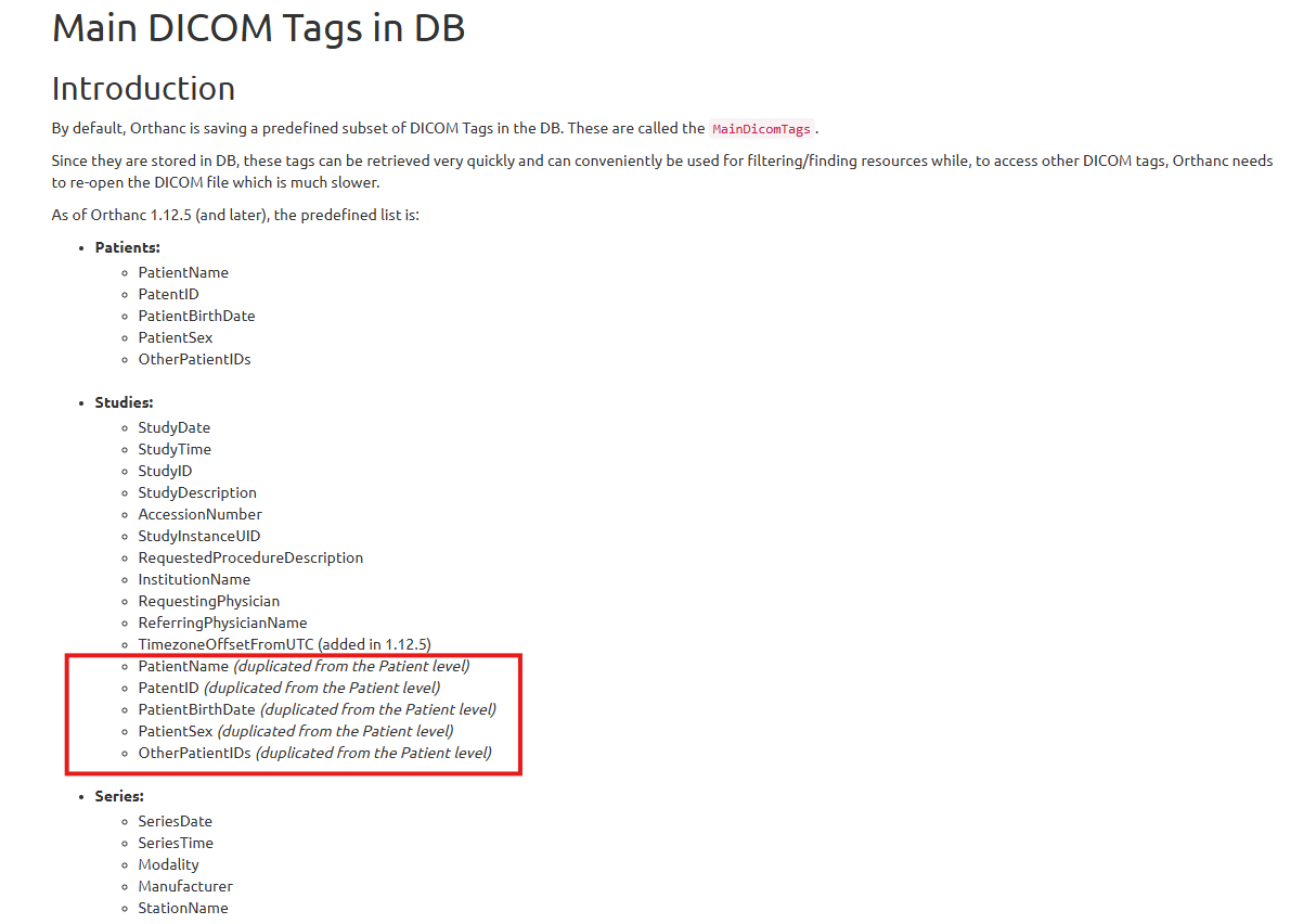 PatientID in Study main dicom tags - General - Orthanc Users